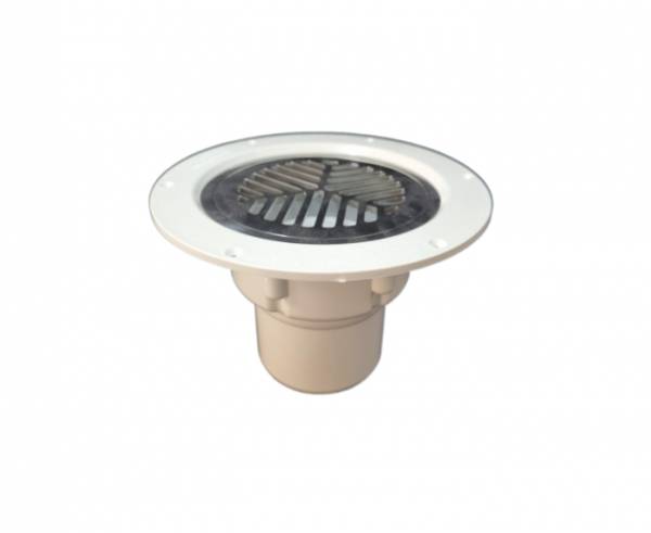 Aqua Deck Drain Bottom Exit SS Flat Top 100mm/80mm - Rubber Roofing